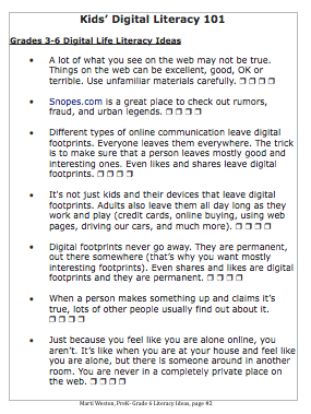 Digital Literacy 101 for Kids, PreK -Grade 6: A Checklist – Media! Tech ...